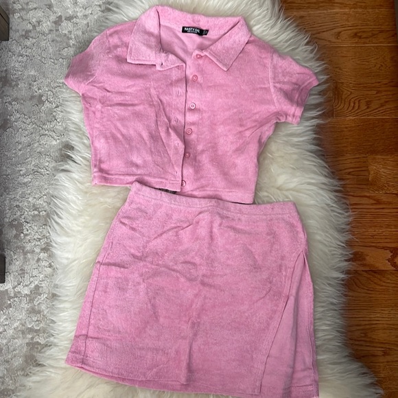 Skirts | Pink Terry Cloth Matching Set | Poshmark
